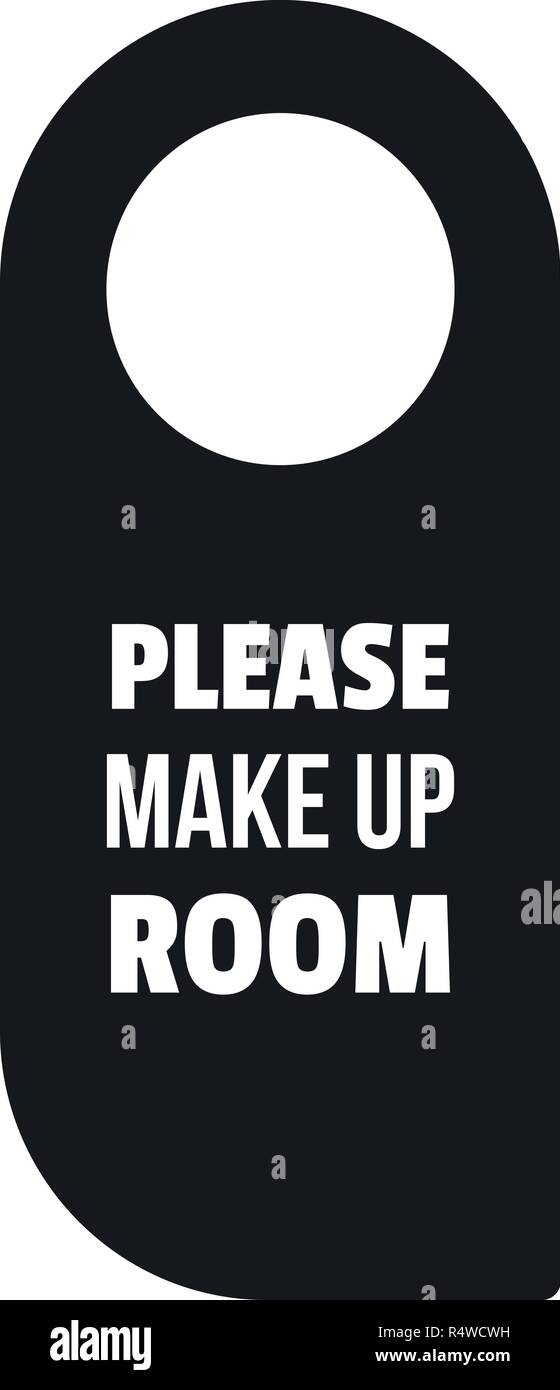 Please make up room hanger tag icon. Simple illustration of please make ...