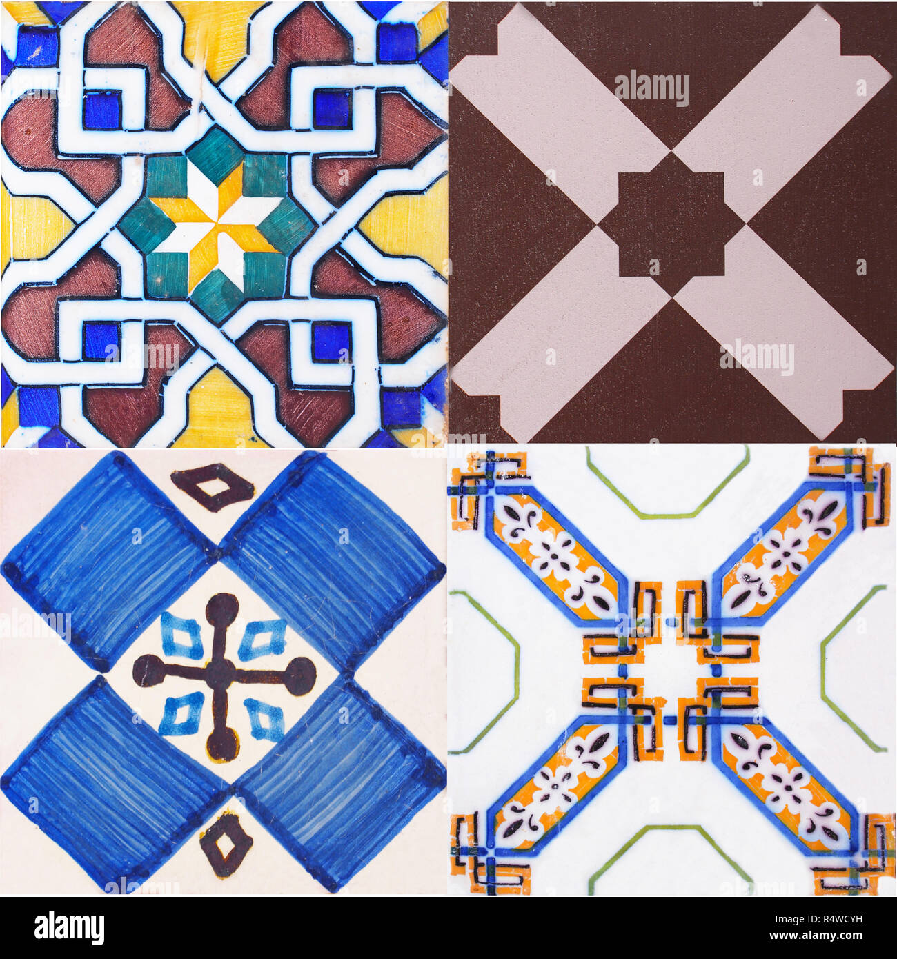 Detail of the traditional tiles from facade of old house. Decorative ...