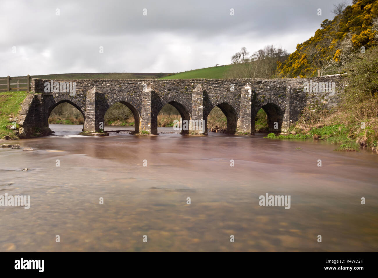 Lanacre Bridge, a grade II listed, ancient stone bridge over the river ...