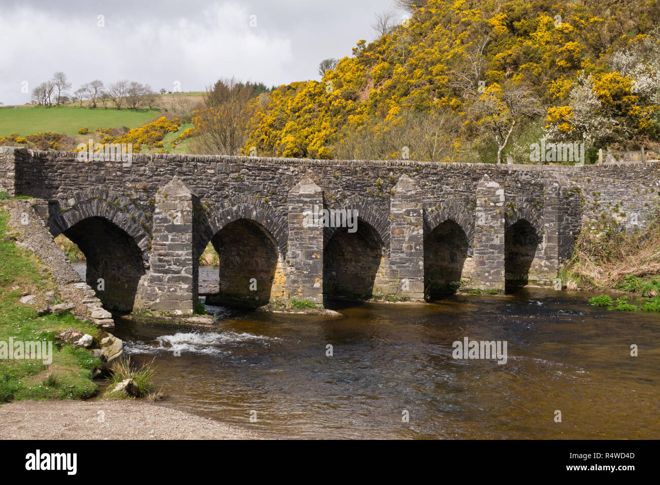 Lanacre Bridge, a grade II listed, ancient stone bridge over the river ...