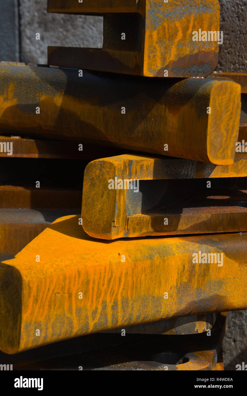 A stack of rust stained steam engine spare parts outside the Engine ...
