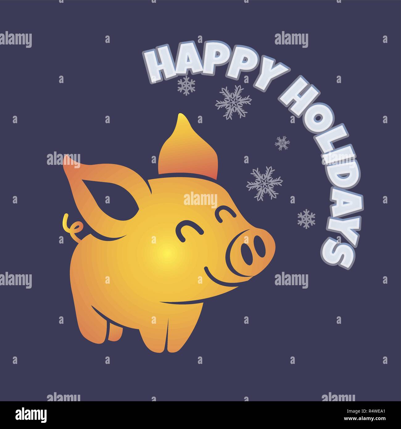 postcard template with a little cartoon pig with congratulations happy ...