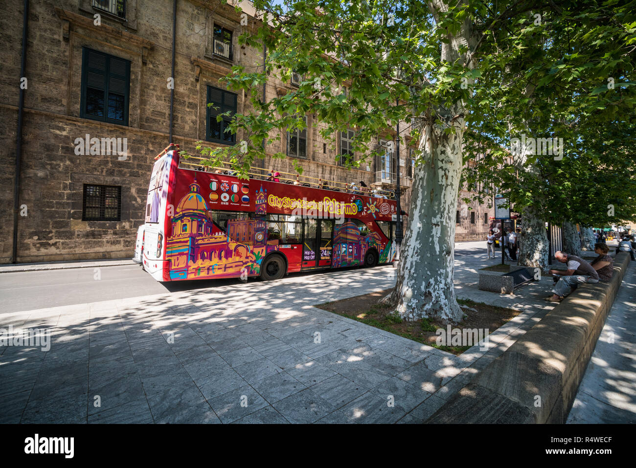 Tourist bus it the Palermo, Sicily, Italy, Europe Stock Photo - Alamy