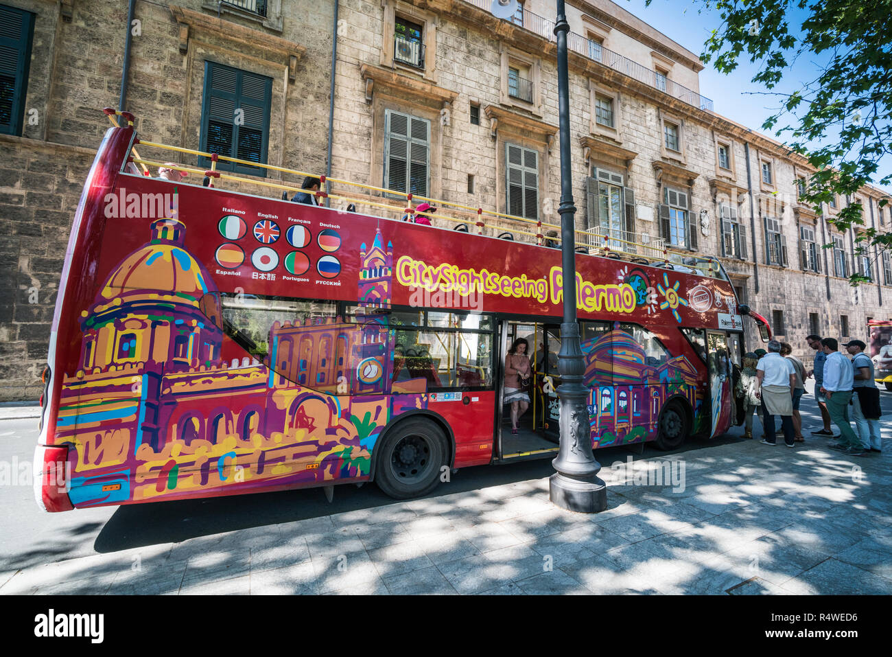 Tourist bus it the Palermo, Sicily, Italy, Europe Stock Photo - Alamy