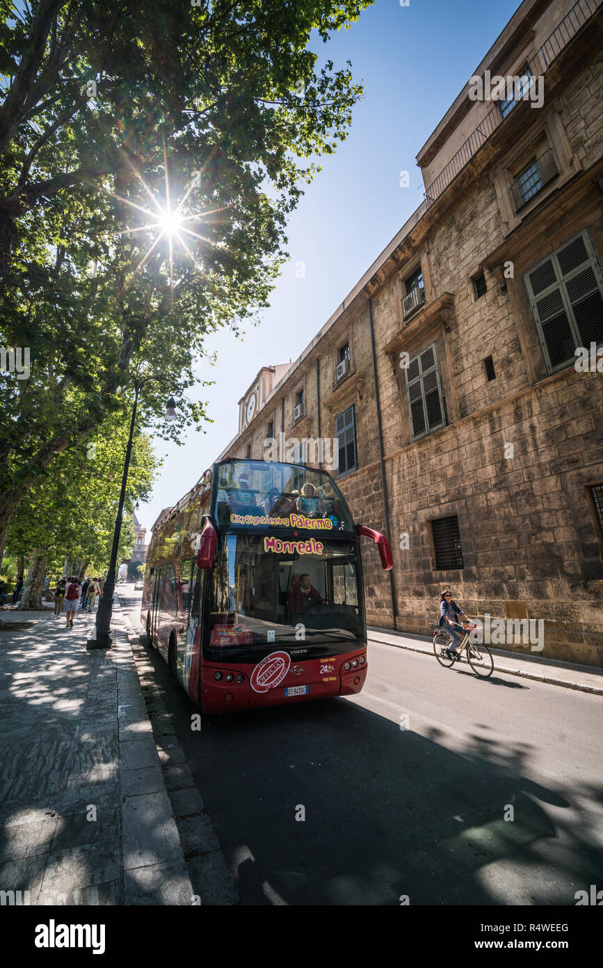 Tourist bus it the Palermo, Sicily, Italy, Europe Stock Photo - Alamy