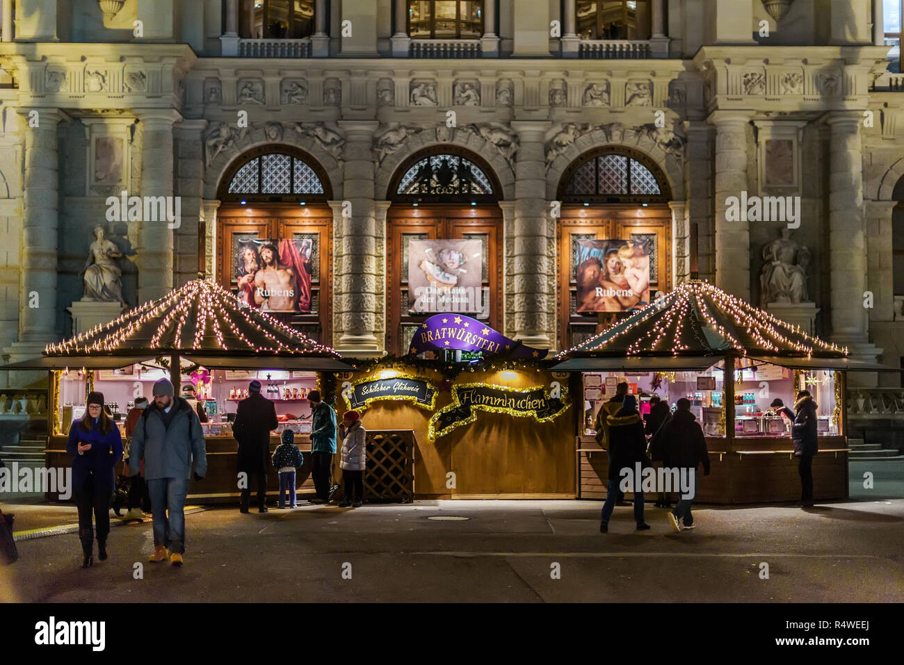 Vienna, Austria - December 25, 2017. People walking at traditional ...