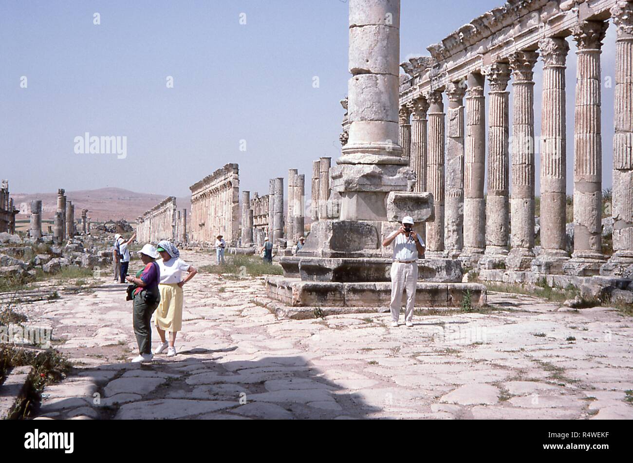 Scene of Western tourists photographing the ruins of the great ...