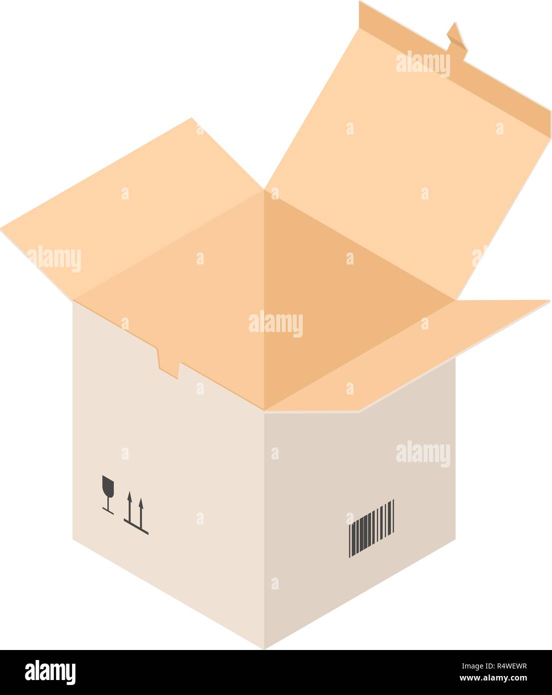 Open carton box icon. Isometric of open carton box vector icon for web ...