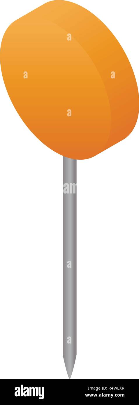 Orange map pin icon. Isometric of orange map pin vector icon for web ...