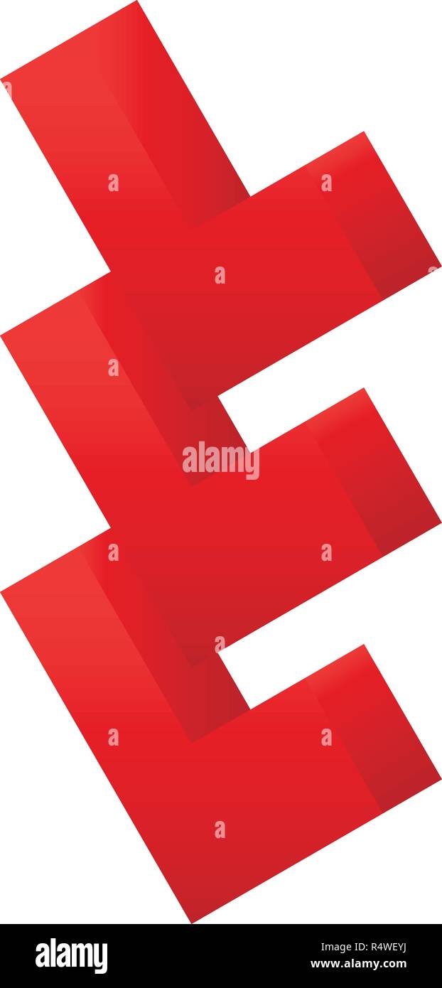 Red map arrow icon. Isometric of red map arrow vector icon for web ...
