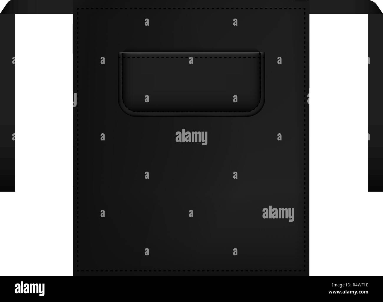 Black pocket apron mockup. Realistic illustration of black pocket apron ...