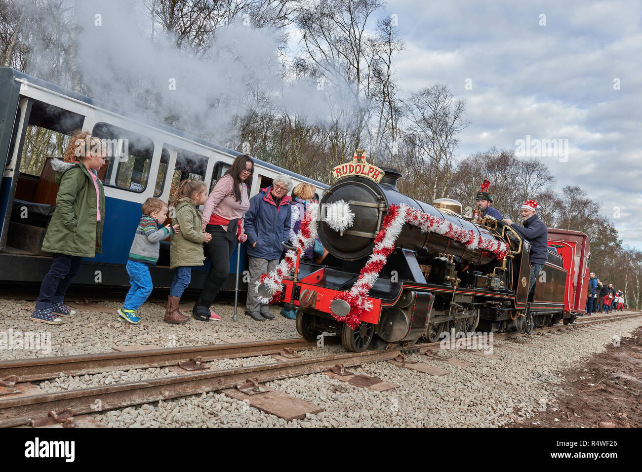 Santa Claus, Father Christmas, arrives by train on the Ravenglass and ...