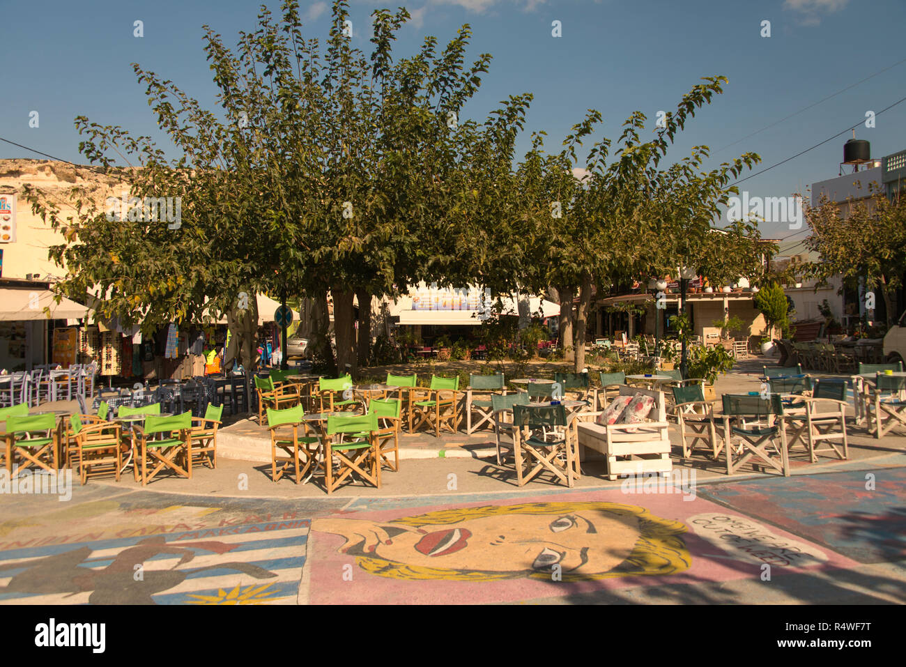 Street cafe in Matala, Crete Stock Photo - Alamy