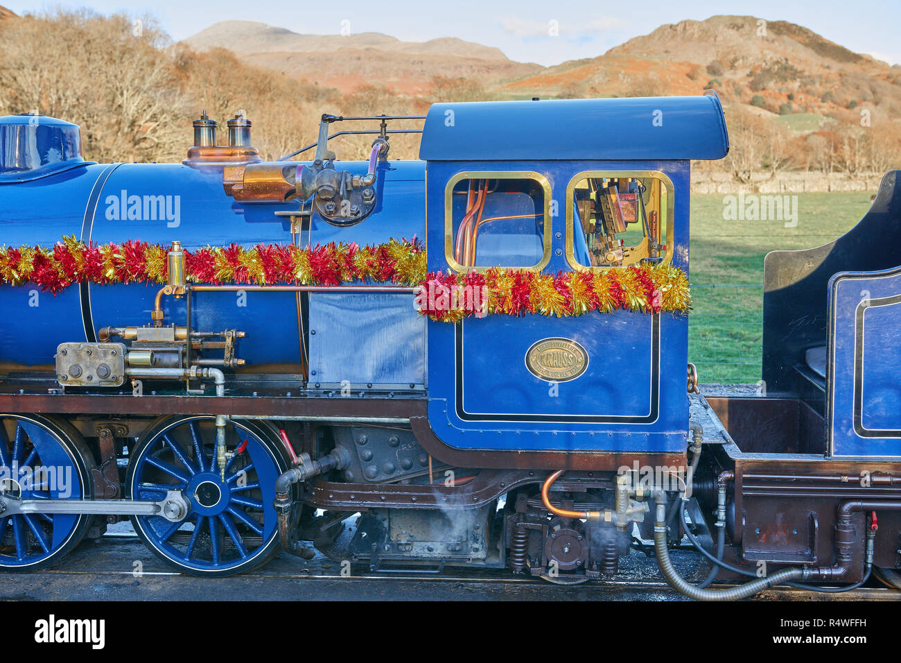 Santa Claus decorated engine at the Dalegarth station on the Ravenglass ...