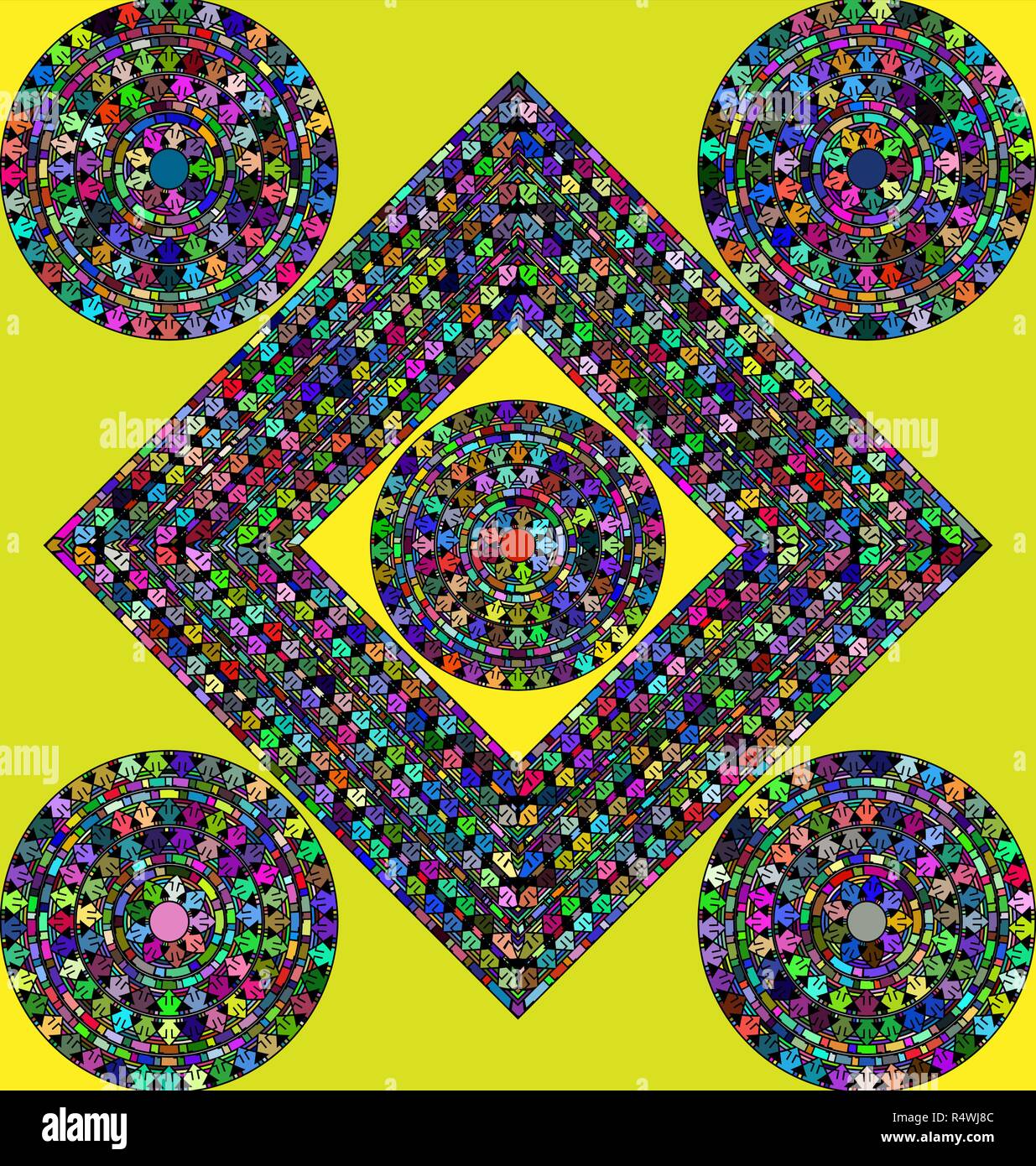 abstract multicolor frames square with ring ornamemt and figures Stock ...