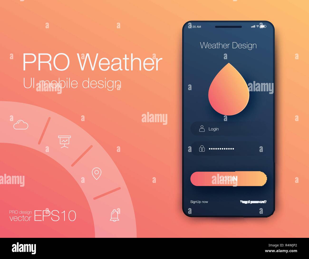 Weather Forecast App Ux Ui Design. Stock vector eps Stock Vector Image ...