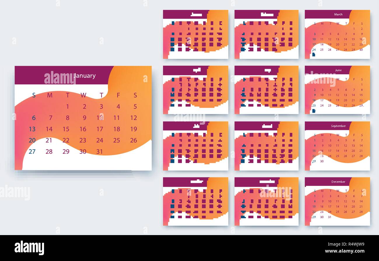 simple calendar 2019, Stock vector eps10. Color design Stock Vector ...