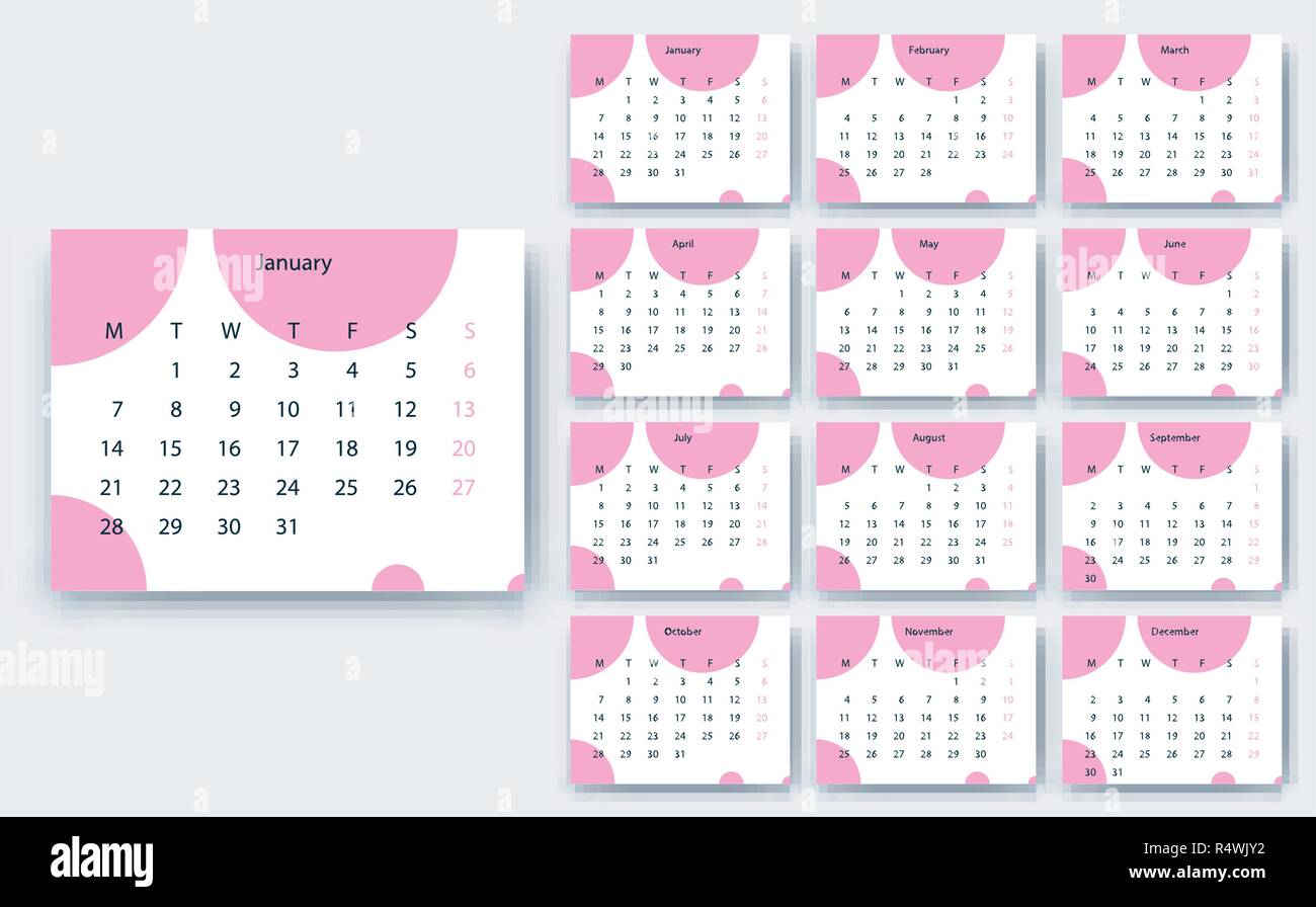 simple calendar 2019, Stock vector eps10. Color design Stock Vector ...