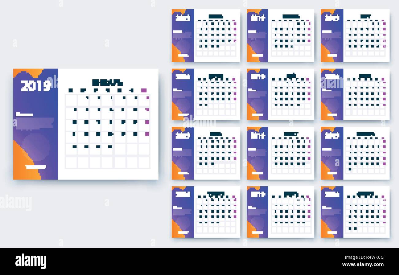 simple calendar 2019, Stock vector eps10. Color design Stock Vector ...
