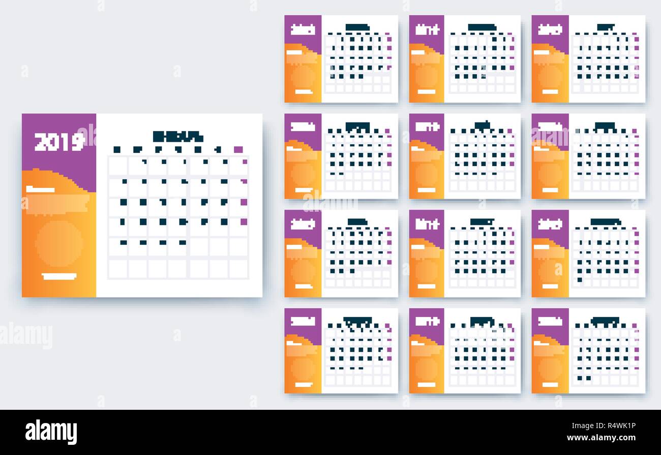 simple calendar 2019, Stock vector eps10. Color design Stock Vector ...