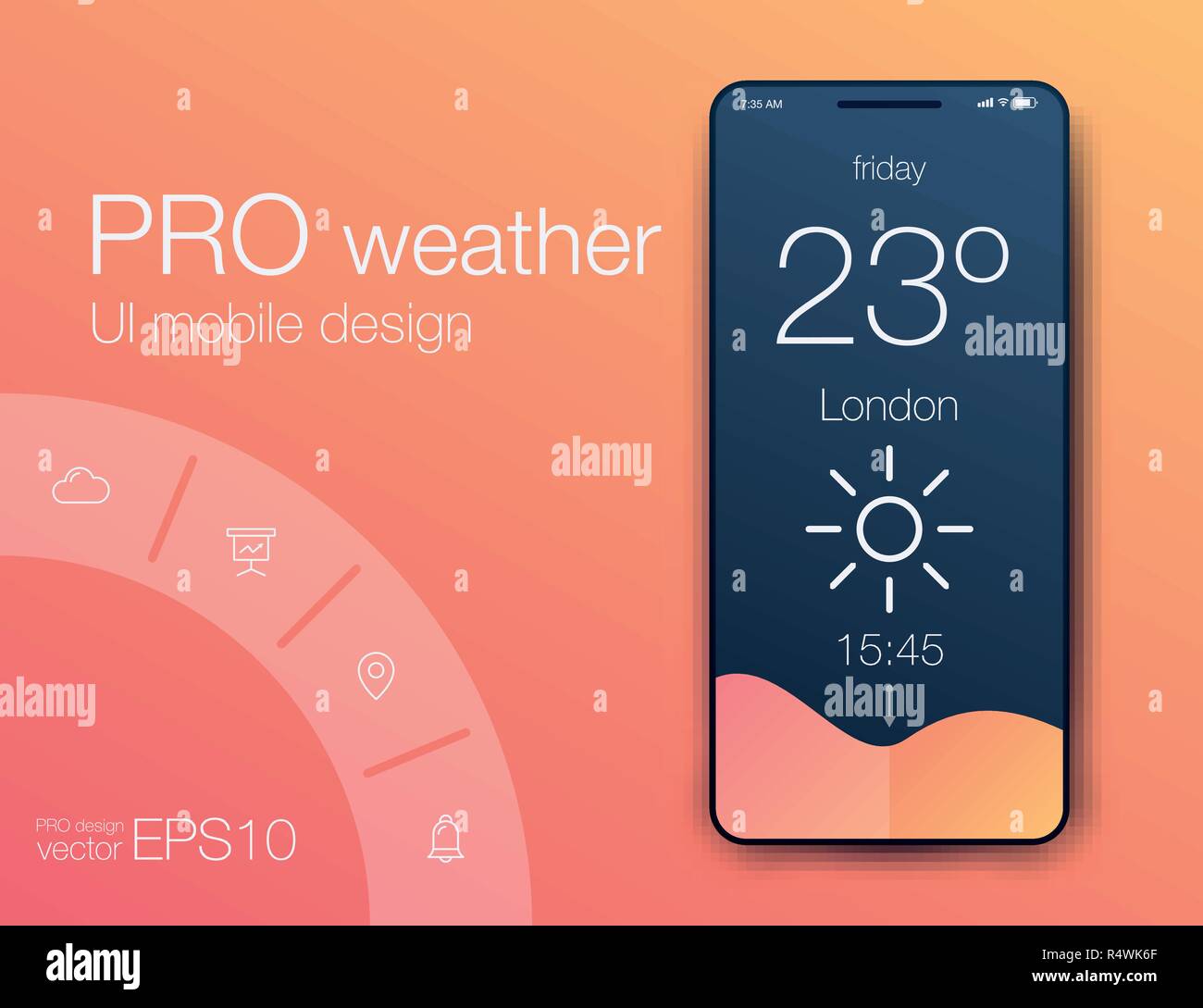 Weather Forecast App Ux Ui Design. Stock vector eps Stock Vector Image ...