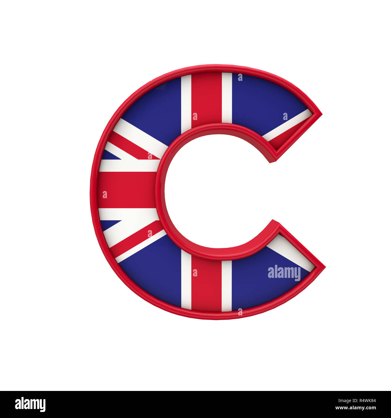 Letter C Union Jack font, Great Britain flag lettering. 3D Rendering ...