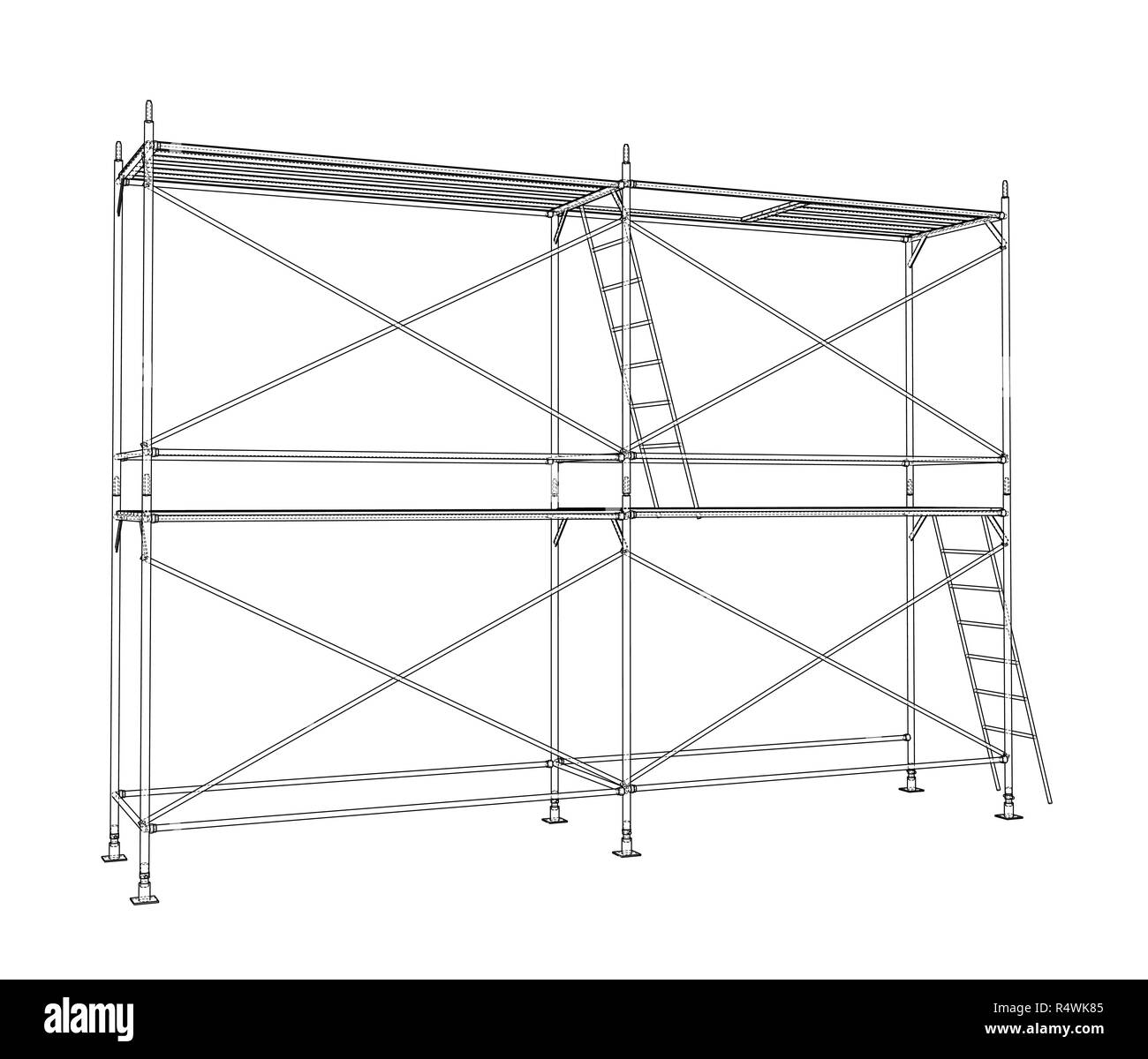 3D outline scaffold. Vector rendering of 3d Stock Vector Image & Art ...