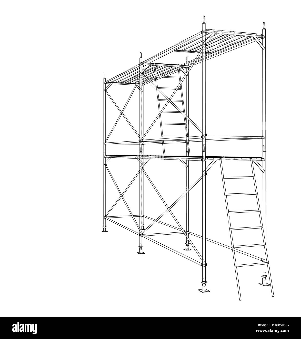 3D outline scaffold. Vector rendering of 3d Stock Vector Image & Art ...