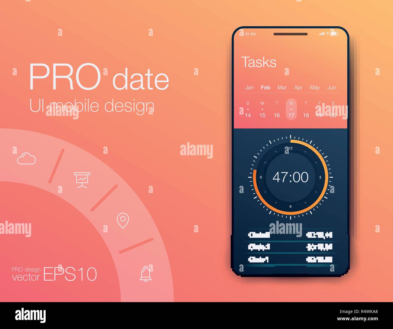 Clock Application UI Design Concept, Vector EPS 10 Illustration. Alarm ...