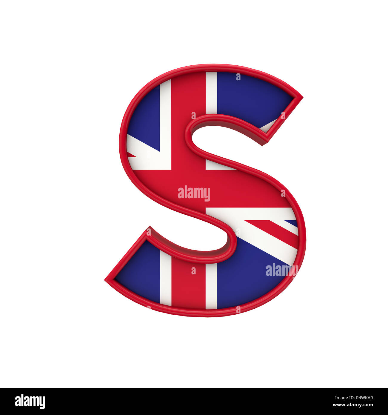 Letter S Union Jack font, Great Britain flag lettering. 3D Rendering ...