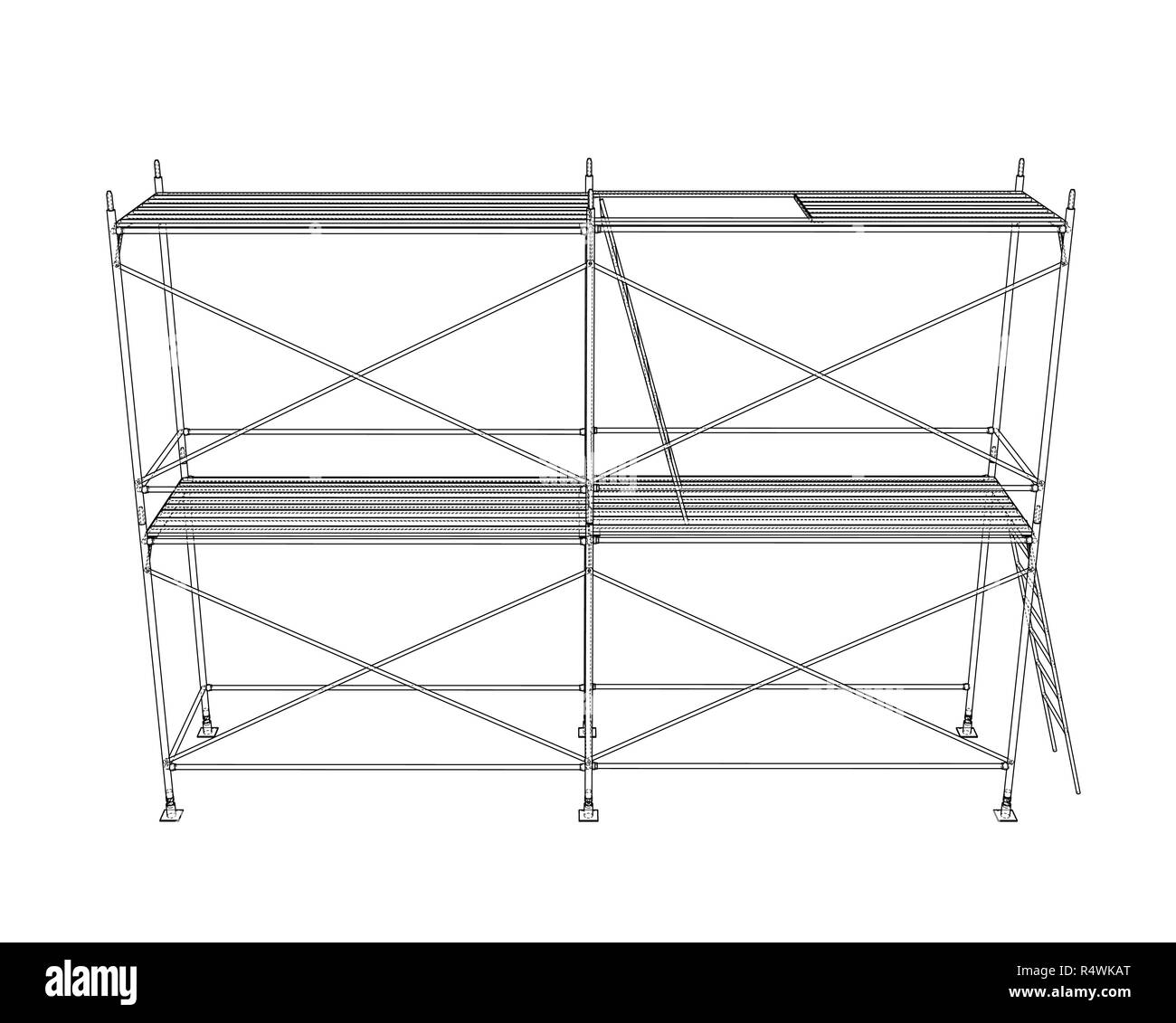 3D outline scaffold. Vector rendering of 3d Stock Vector Image & Art ...