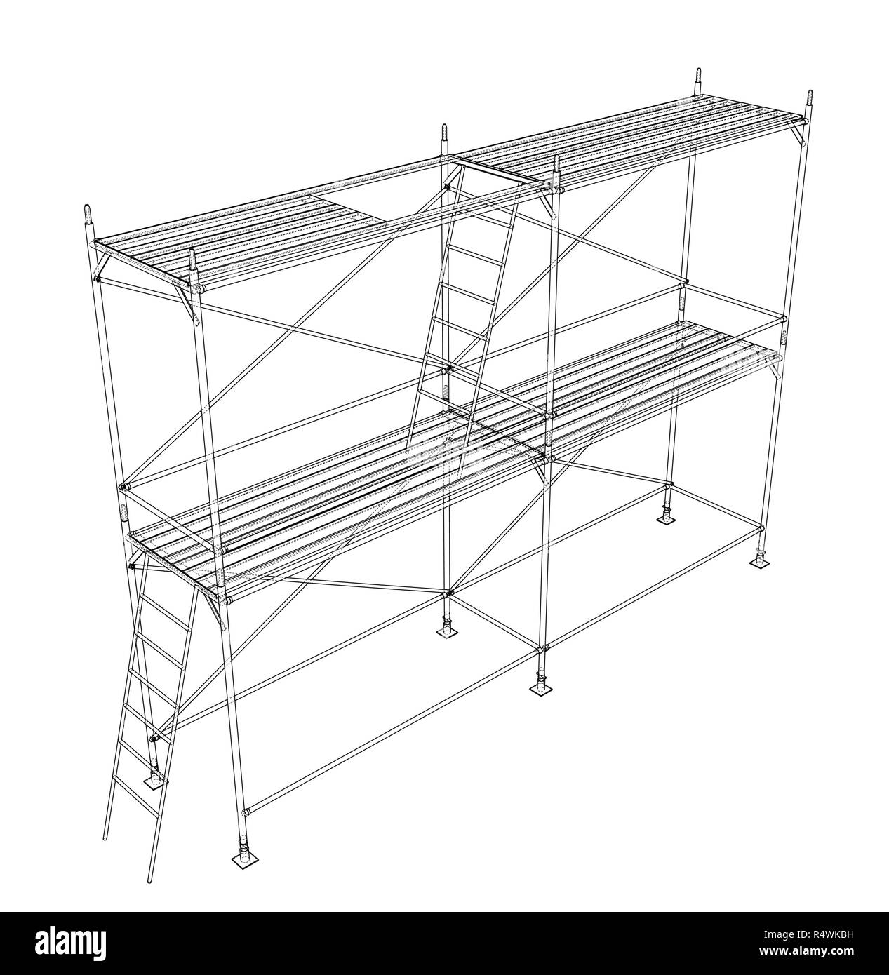 3D outline scaffold. Vector rendering of 3d Stock Vector Image & Art ...