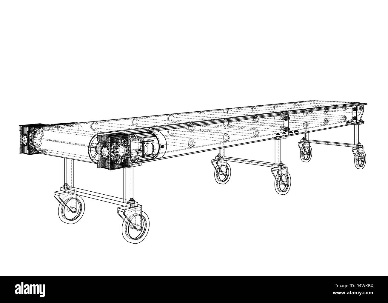 3D outline conveyor belt. Vector rendering of 3d Stock Vector Image ...
