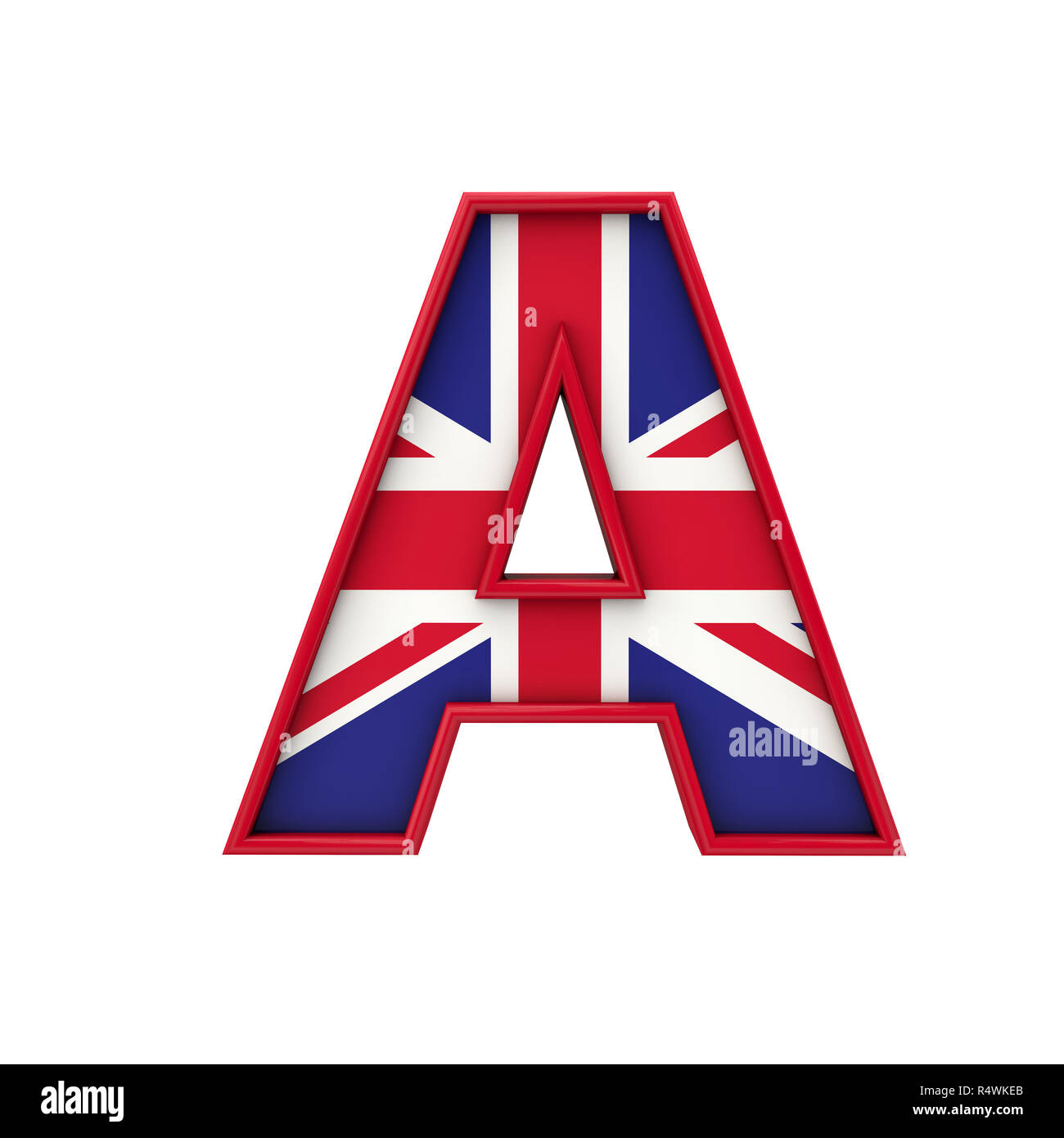 Letter A Union Jack font, Great Britain flag lettering. 3D Rendering ...