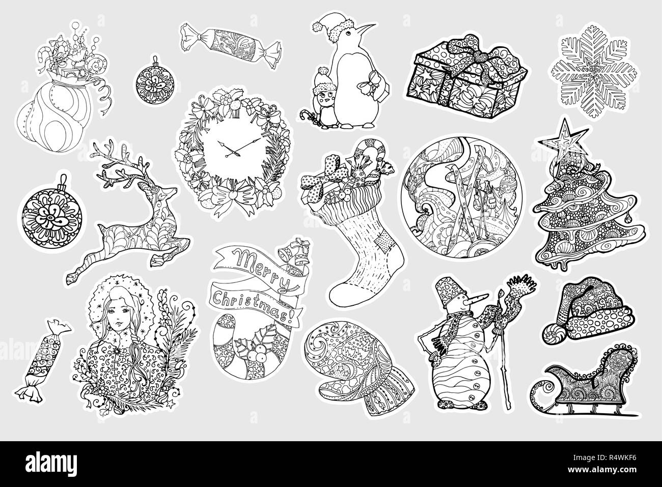 Winter stickers vector set. Christmas, New Year collection. Winter ...