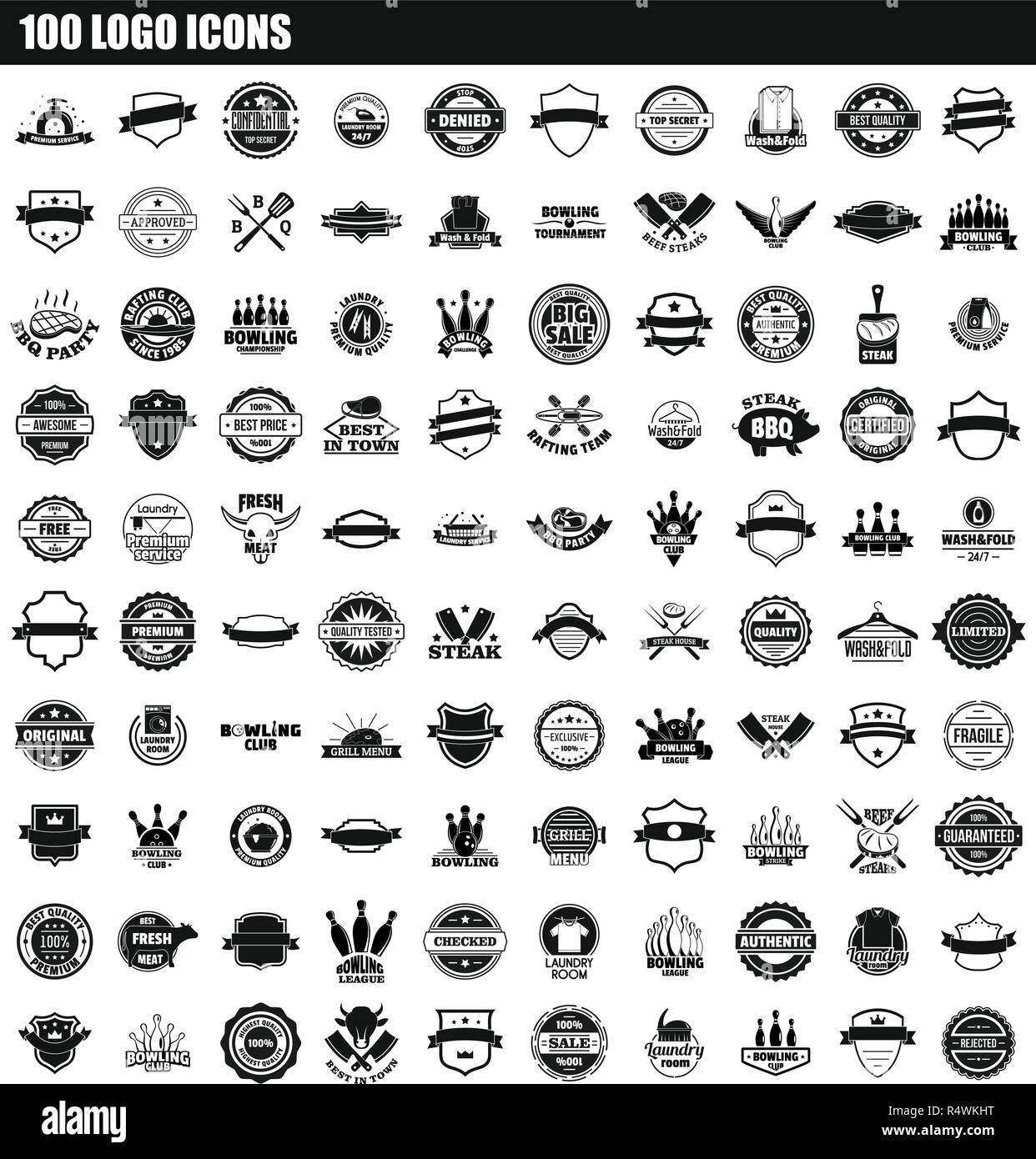 100 logo icon set. Simple set of 100 logo vector icons for web design ...