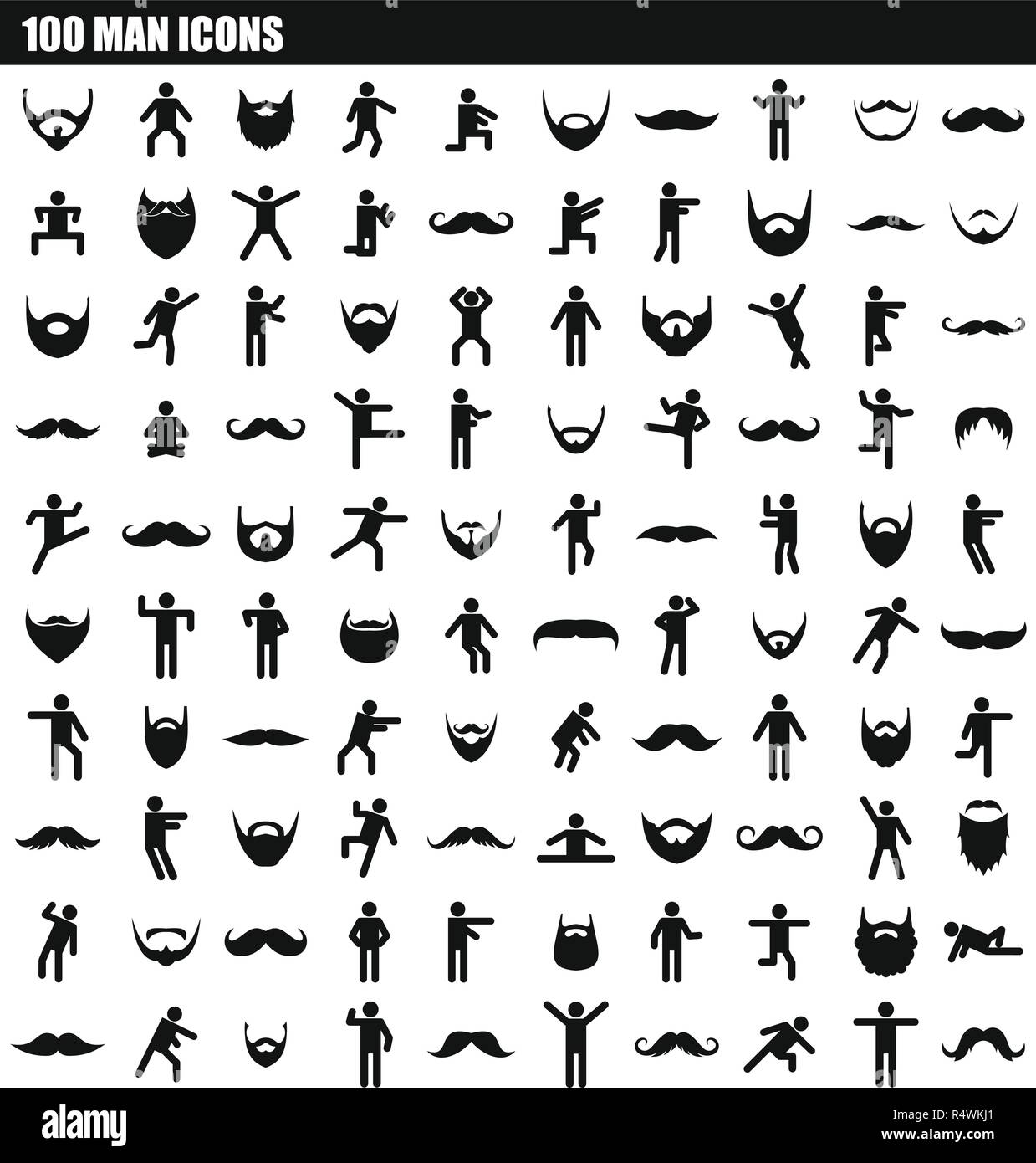 100 man icon set. Simple set of 100 man vector icons for web design ...