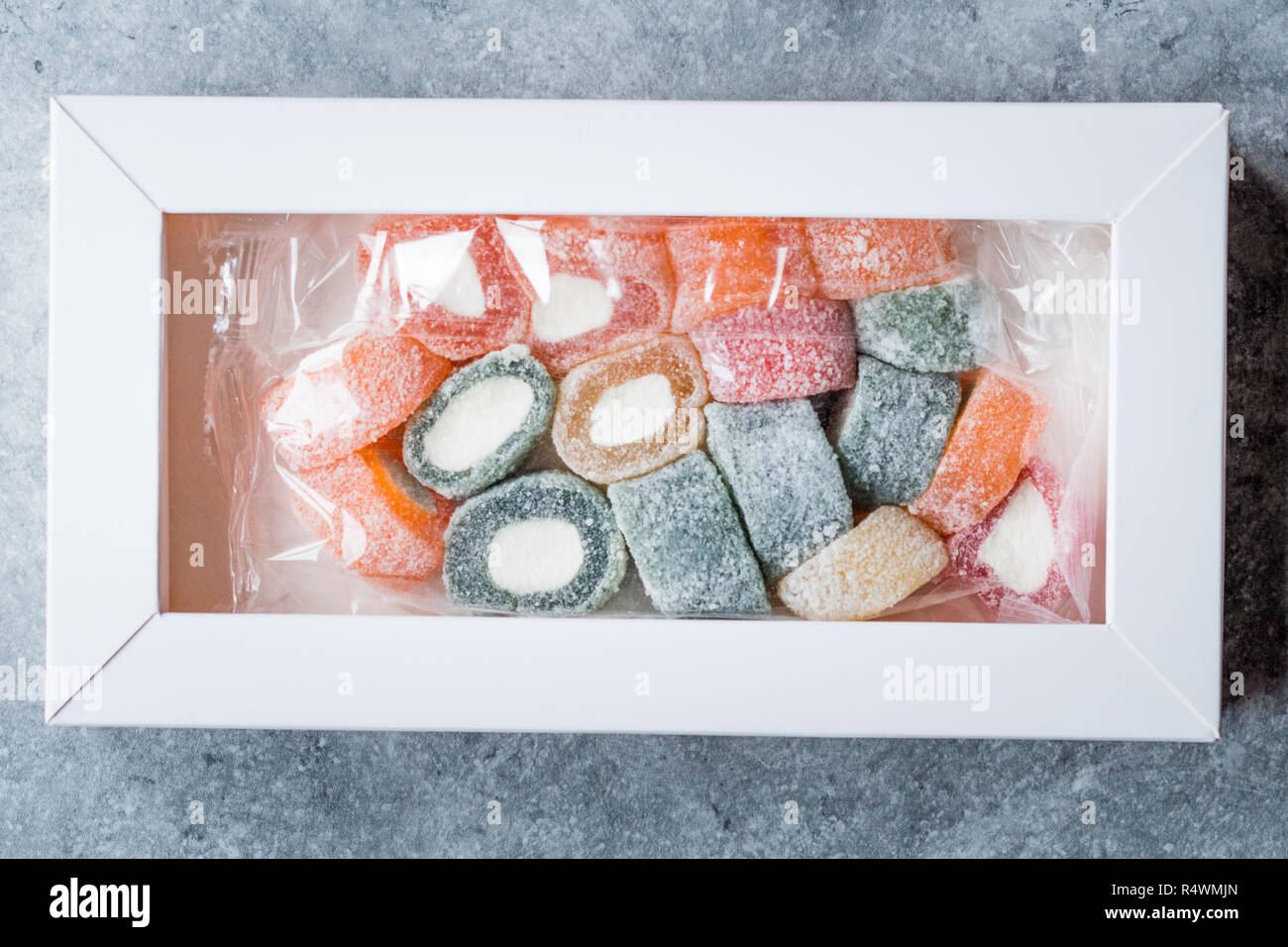 Fruity Turkish Delight Roll Shaped in Pastic Box / Container or Package ...