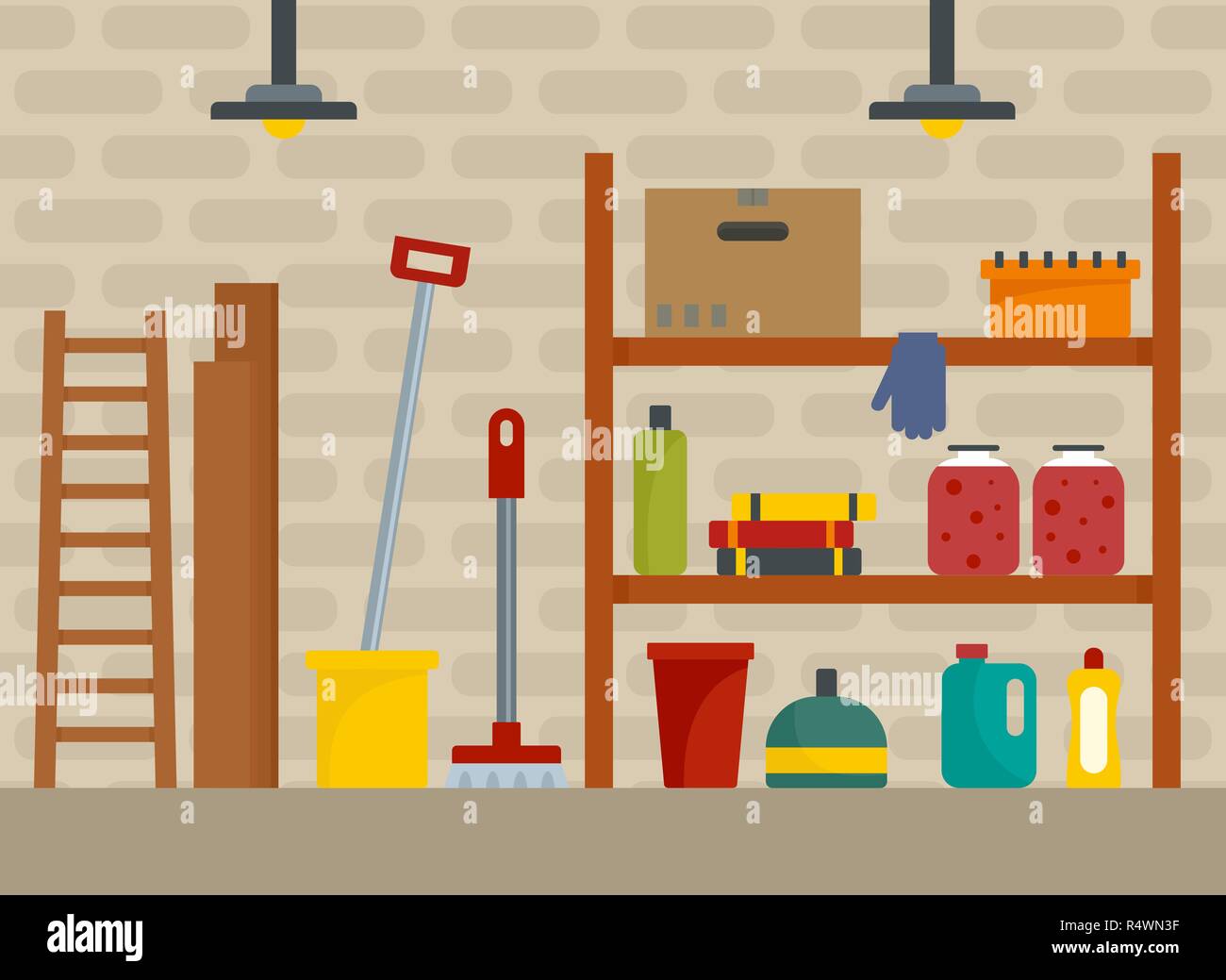 House cellar background. Flat illustration of house cellar vector ...