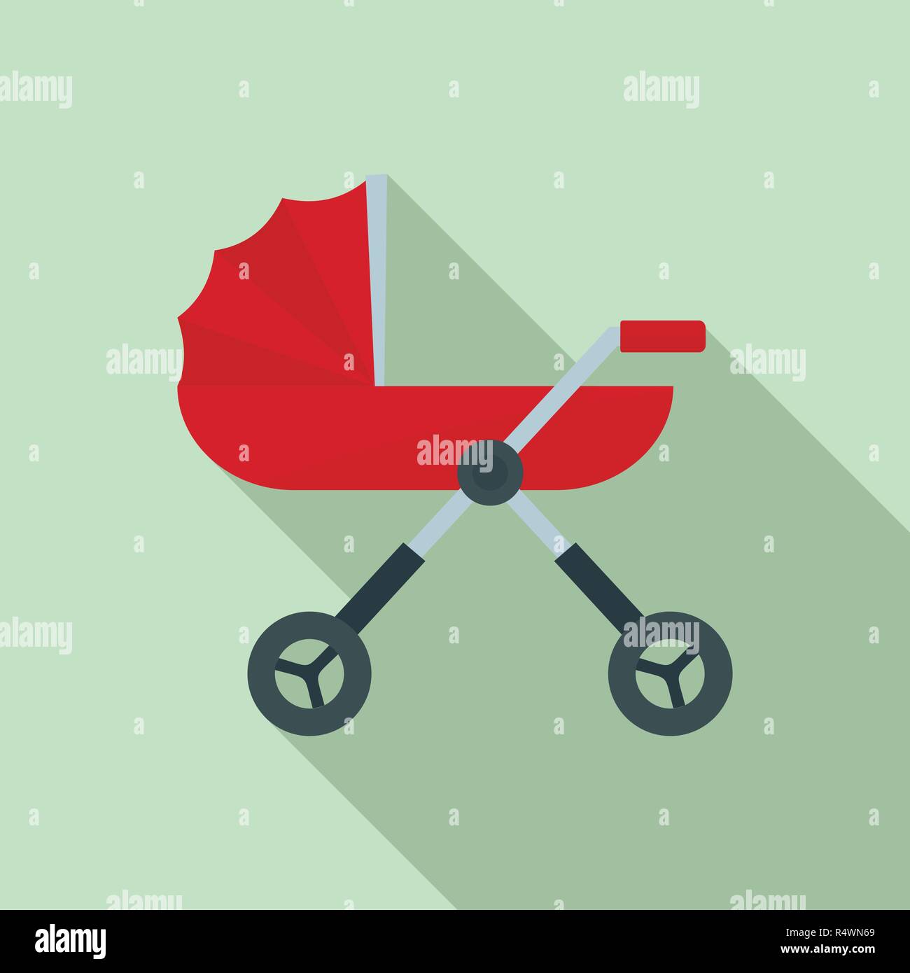 Baby pram carriage icon. Flat illustration of baby pram carriage vector ...