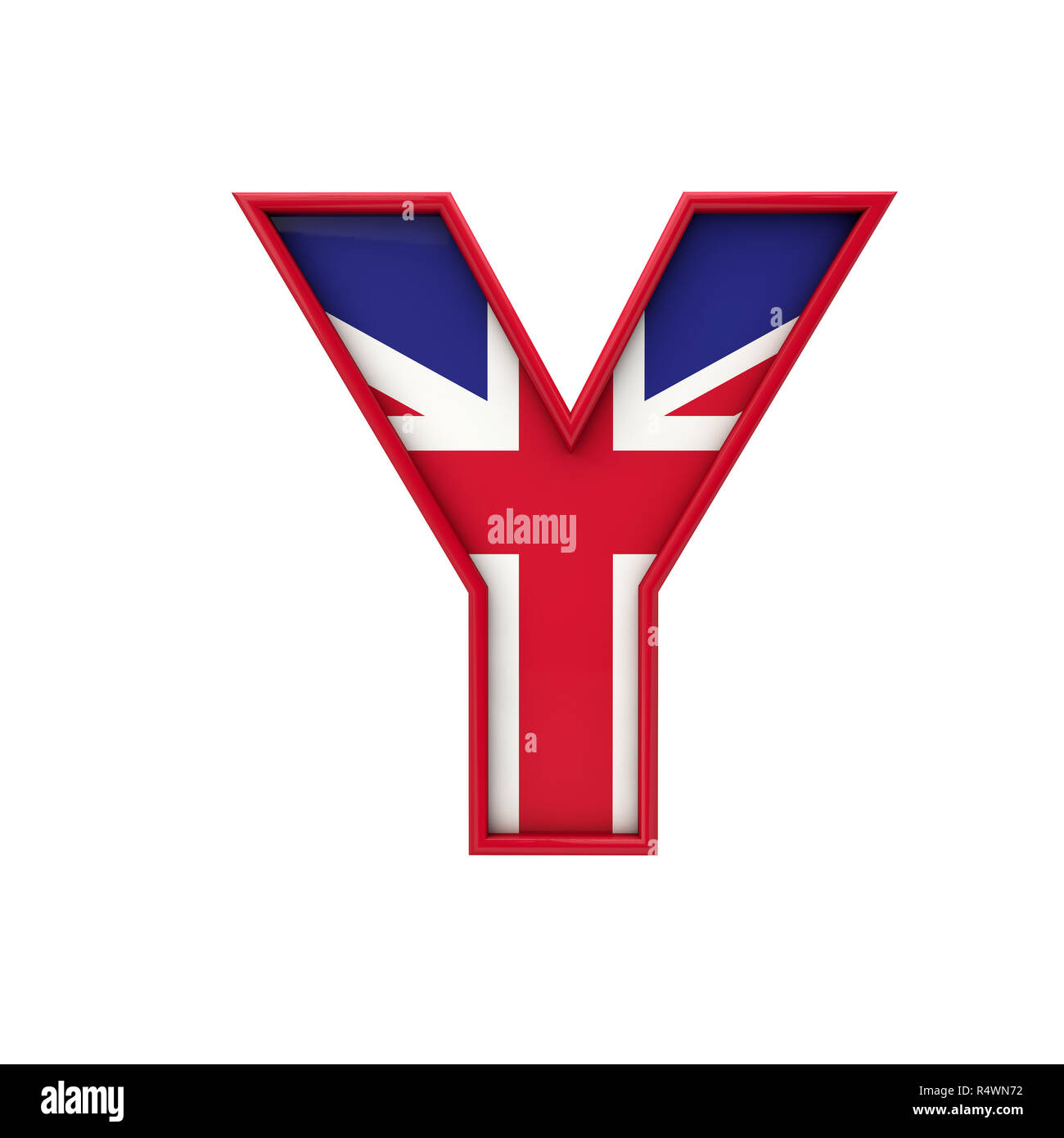 Letter Y Union Jack font, Great Britain flag lettering. 3D Rendering ...