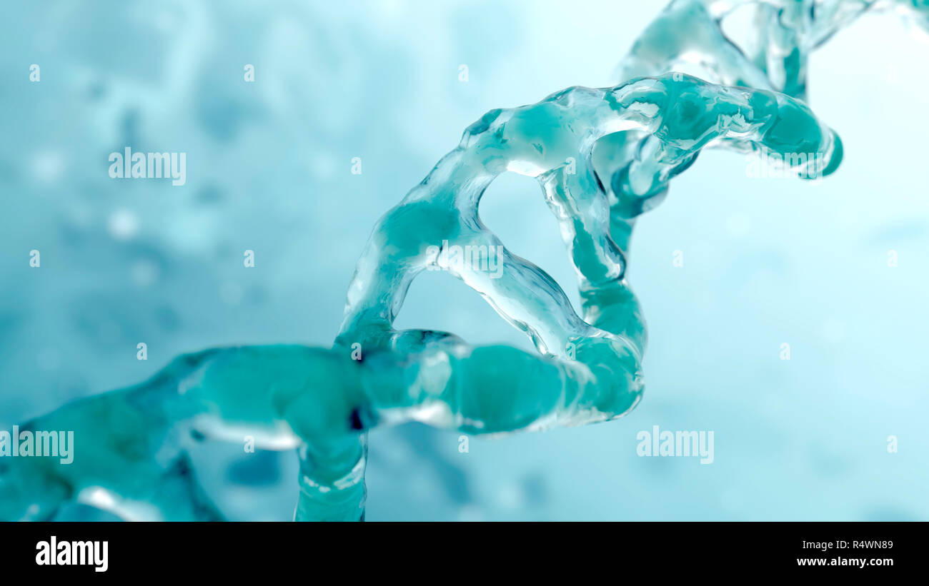 DNA helix under microscope. Genetic concept background. 3d render ...