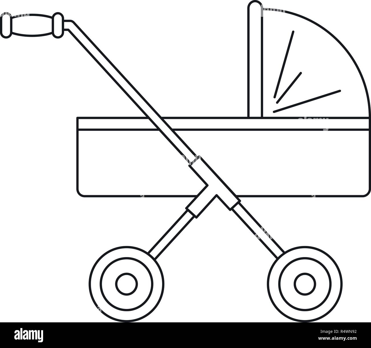 Baby pram icon. Outline baby pram vector icon for web design isolated ...