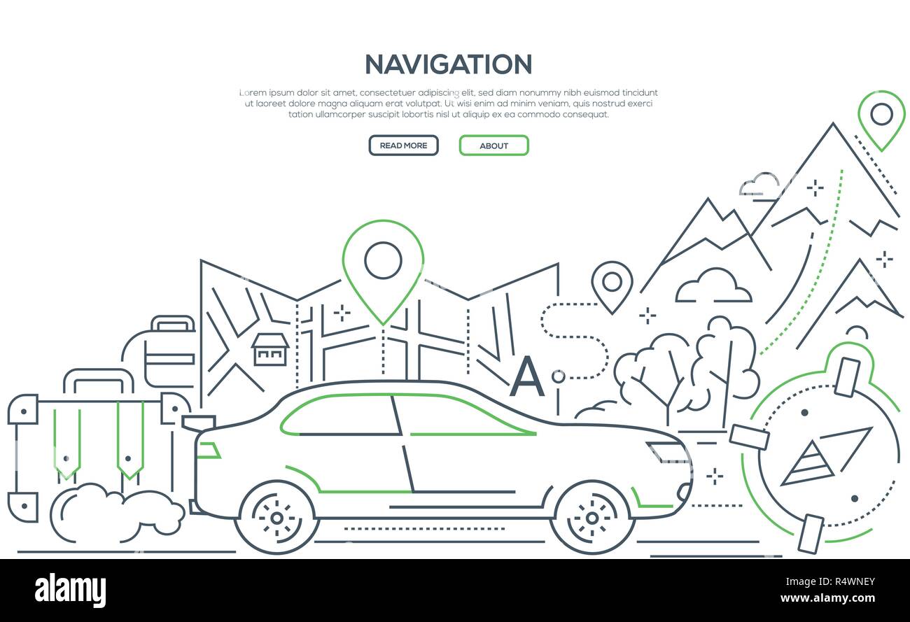 Navigation - modern line design style web banner Stock Vector Image ...