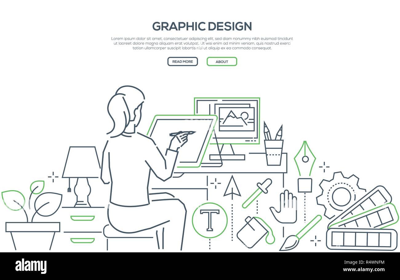 Graphic design - modern line design style web banner Stock Vector Image ...