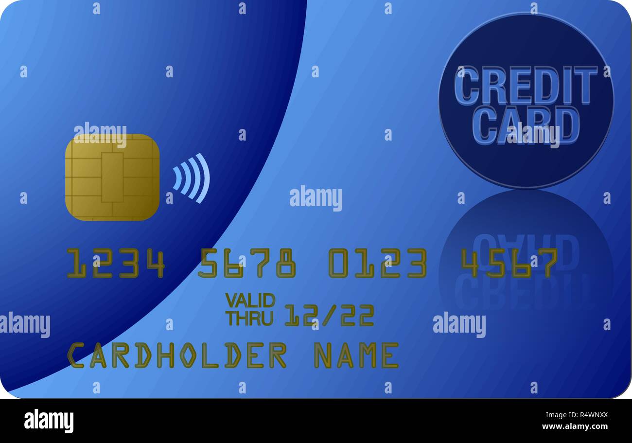 blue shiny credit card mock-up vector illustration Stock Vector Image ...