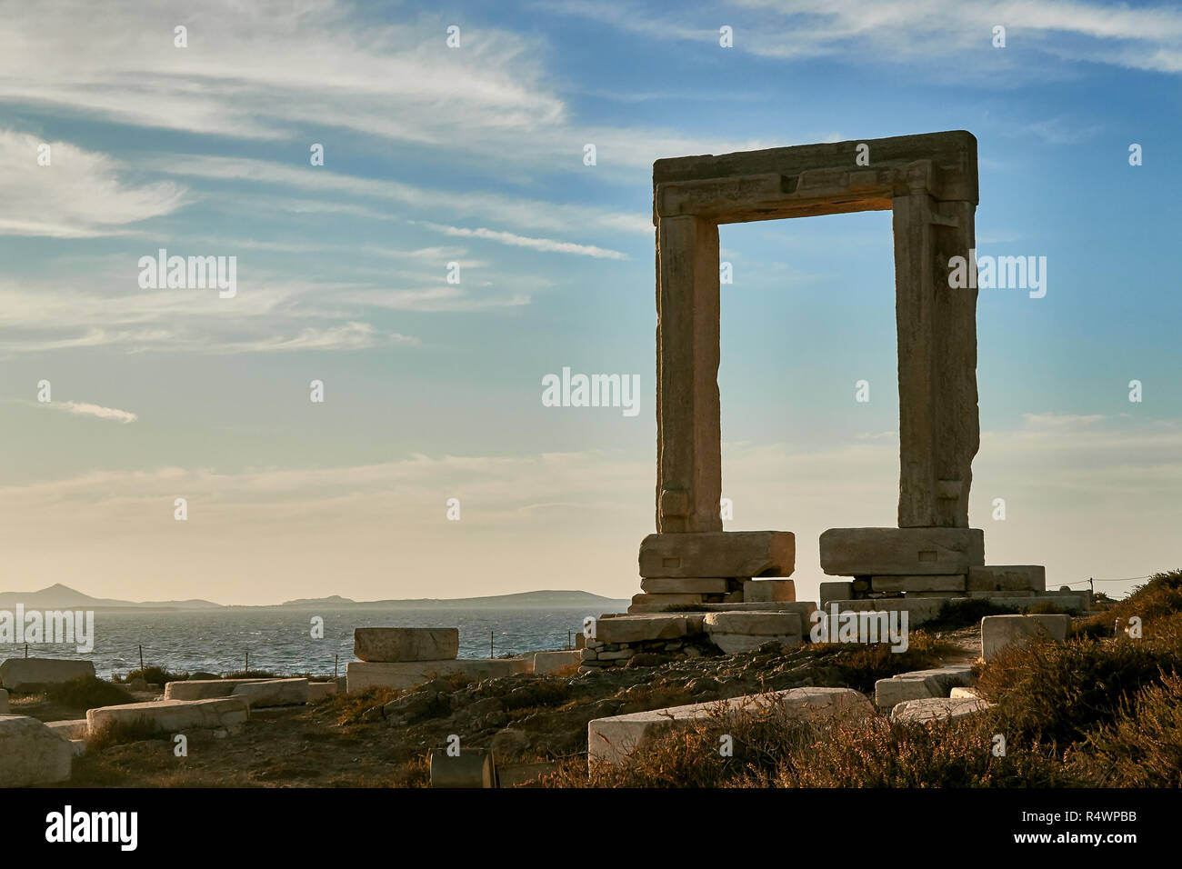 Portara - Temple of Apollo at sunset Stock Photo - Alamy