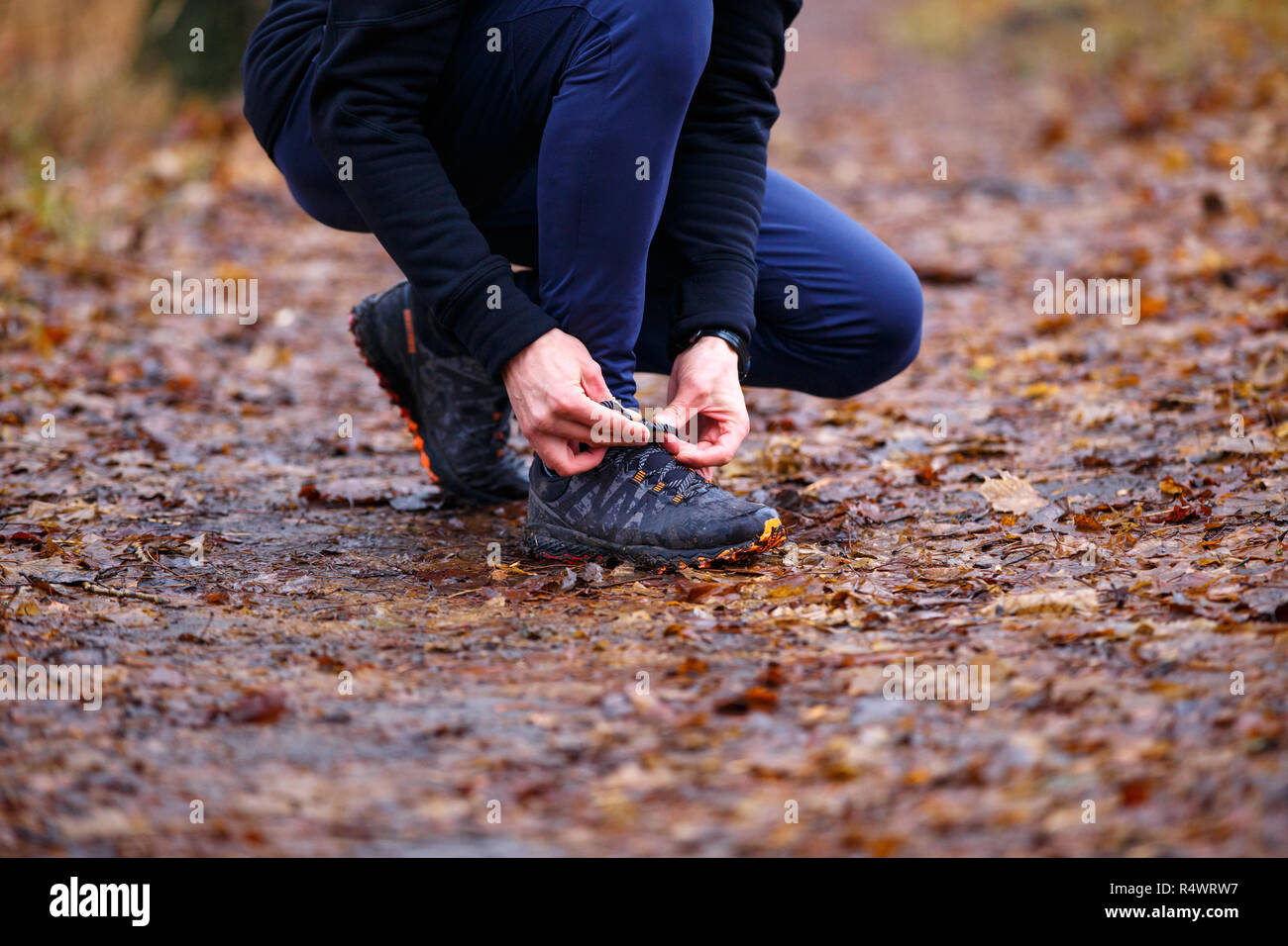 Runner lacing shoes hi-res stock photography and images - Alamy