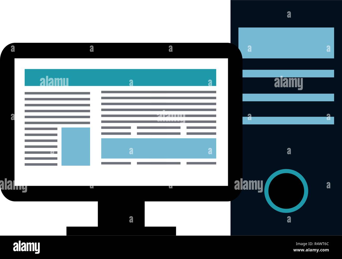 Computer navigating internet black and white Stock Vector Image & Art ...