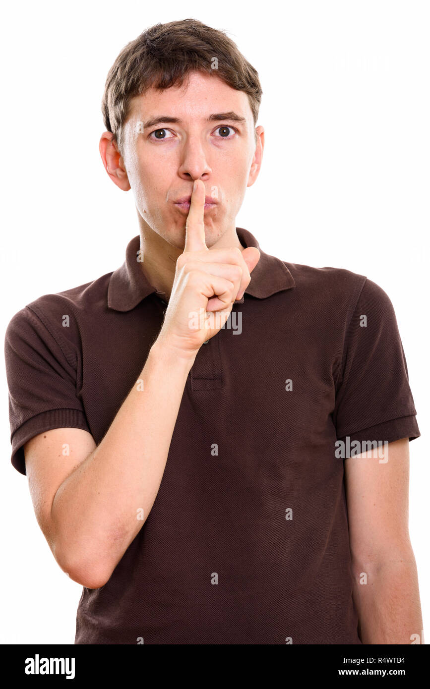 Silence shush shushing finger on mouth hi-res stock photography and ...